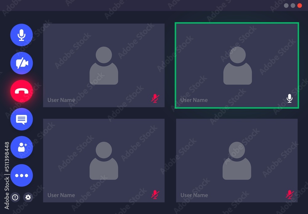 Videocall interface, video call screen UI template or vector overlay ...