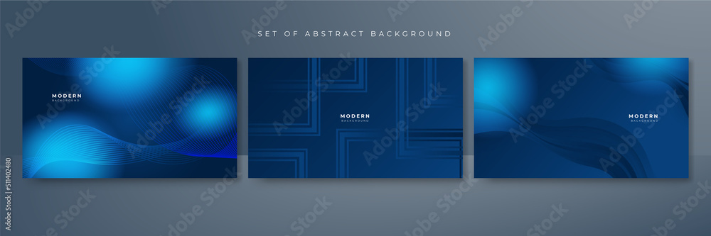 Set of blue abstract background for business presentation template ...
