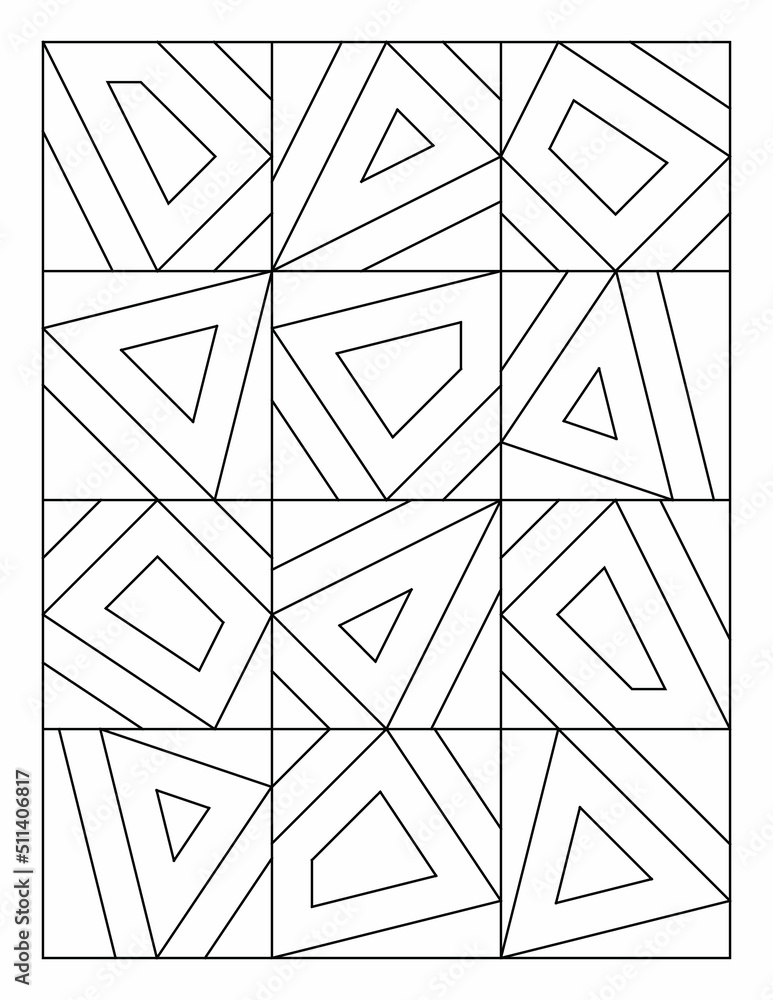 Coloring page. An image of 12 irregular concentric polygon shapes ...
