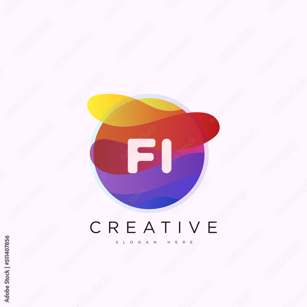 Initial letter FI 3D logo template colorful circle sphere design for ...