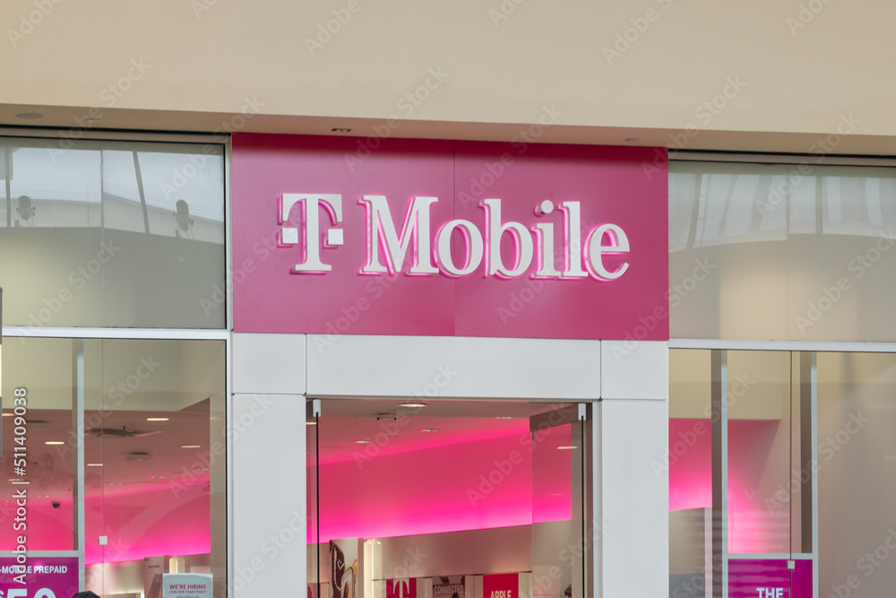 Houston, Texas, USA - February 25, 2022: Close up of T-Mobile store ...