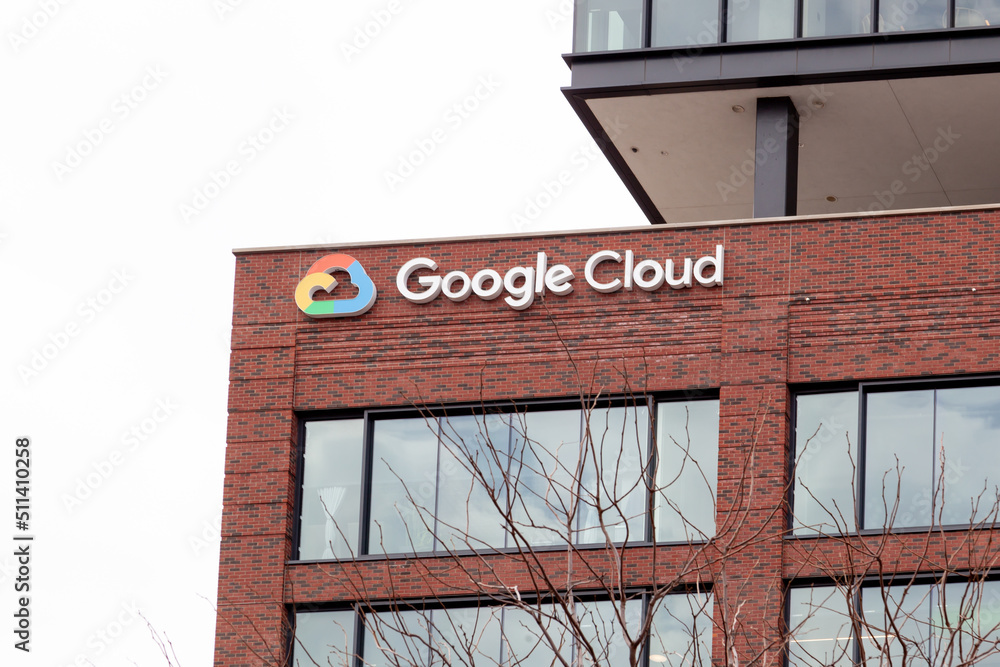 Chicago, Illinois, USA - March 29, 2022: Google Cloud logo sign on the ...