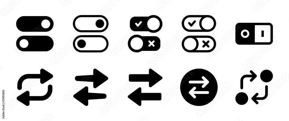 Switch icon vector set with toggle button and swap arrow symbol. Stock ...