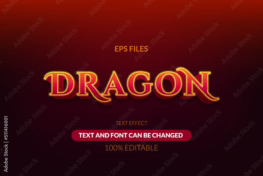 Hot flame fire red dragon mythical editable text effect. eps vector ...
