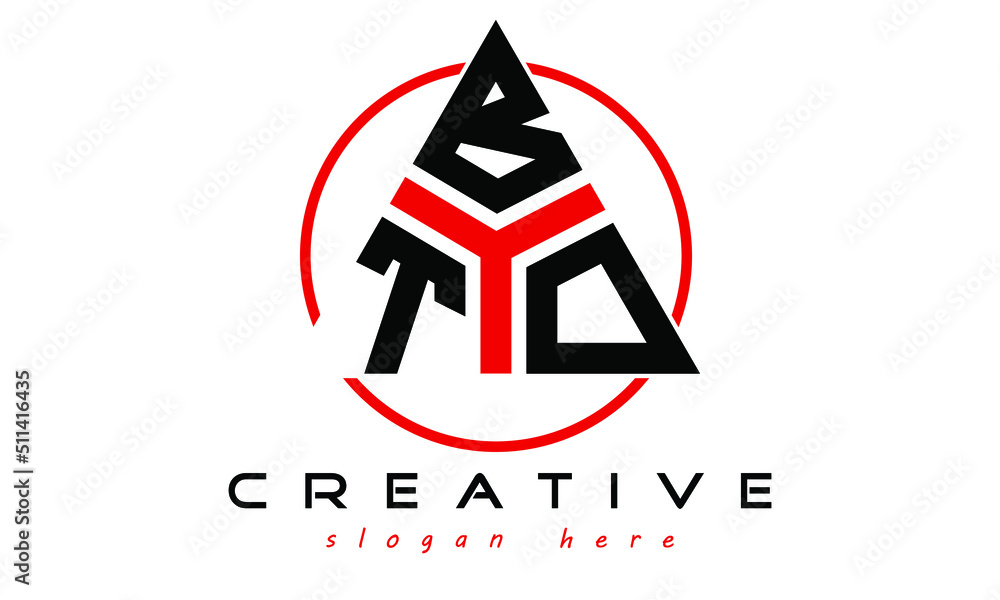 TBO three letter creative triangle shape in circle logo design vector ...