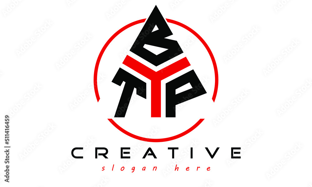TBP three letter creative triangle shape in circle logo design vector ...