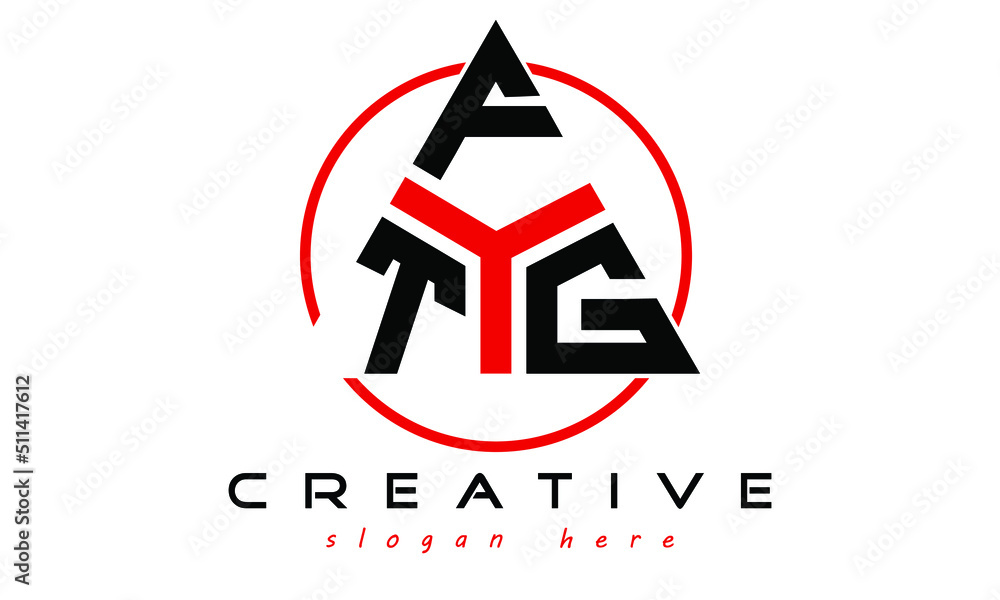 TFG three letter creative triangle shape in circle logo design vector ...