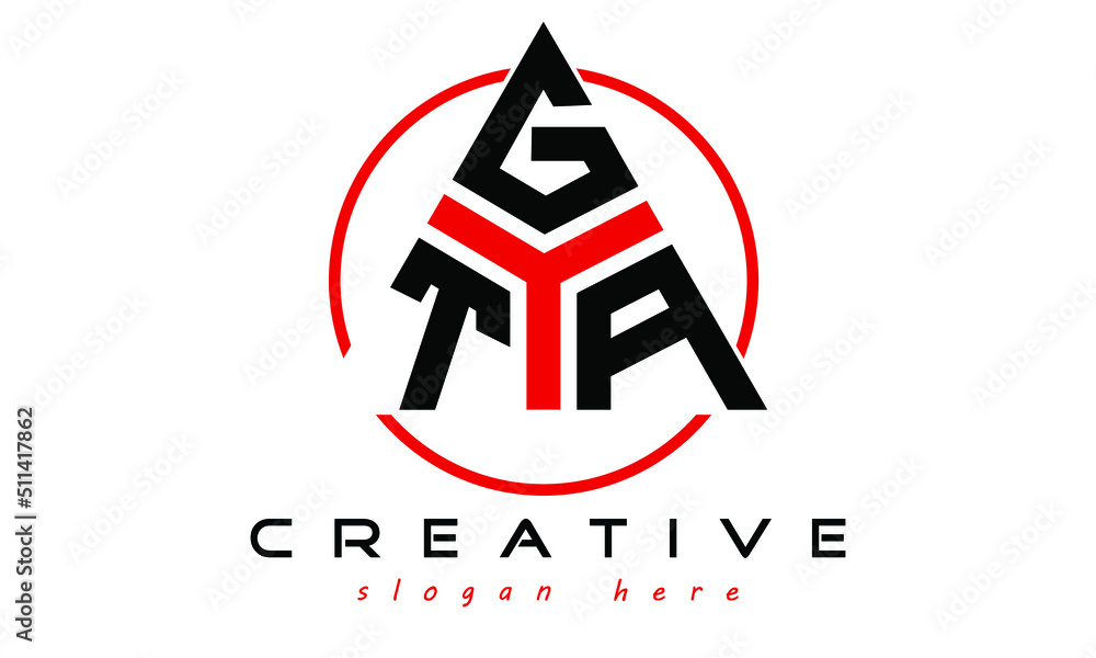 TGA three letter creative triangle shape in circle logo design vector ...