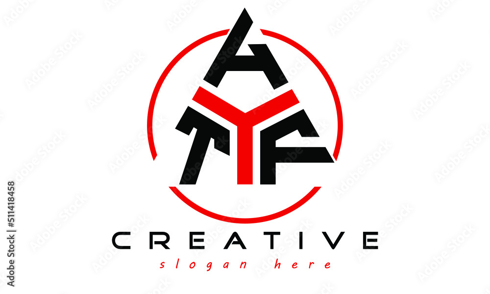 THF three letter creative triangle shape in circle logo design vector ...