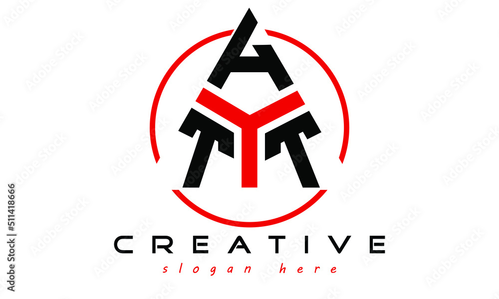 THT three letter creative triangle shape in circle logo design vector ...