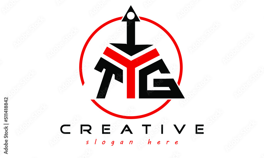 TIG three letter creative triangle shape in circle logo design vector ...
