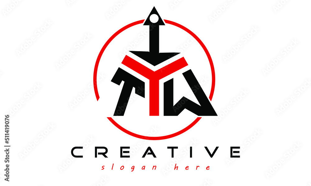 TIW three letter creative triangle shape in circle logo design vector ...