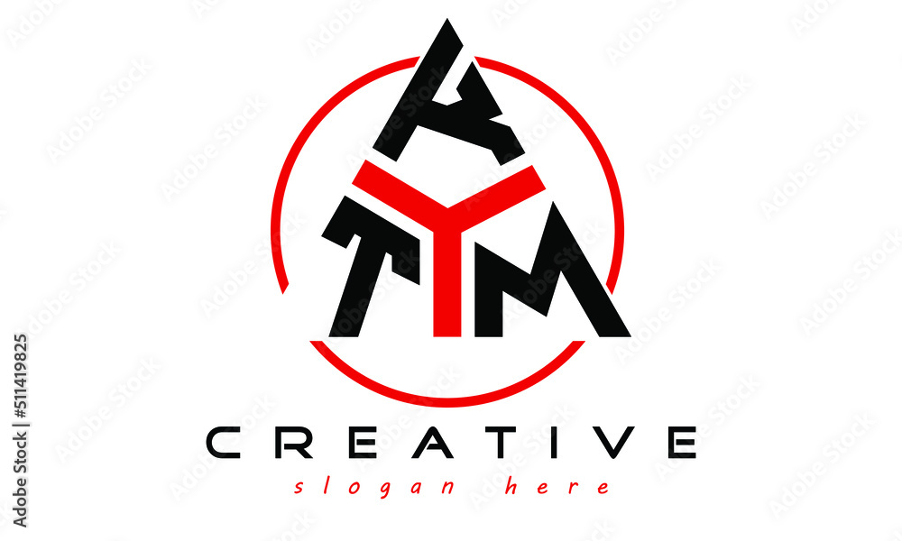 TKM three letter creative triangle shape in circle logo design vector ...