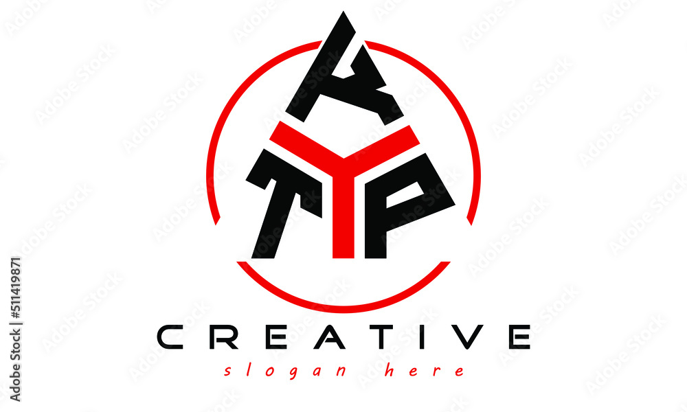 TKP three letter creative triangle shape in circle logo design vector ...