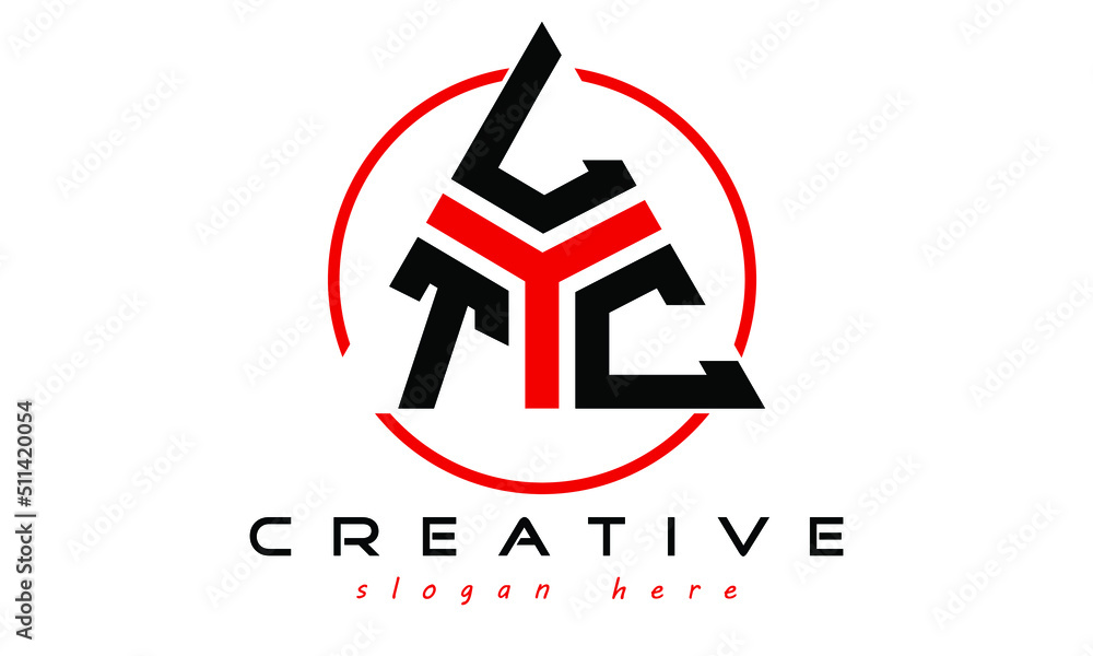 TLC three letter creative triangle shape in circle logo design vector ...