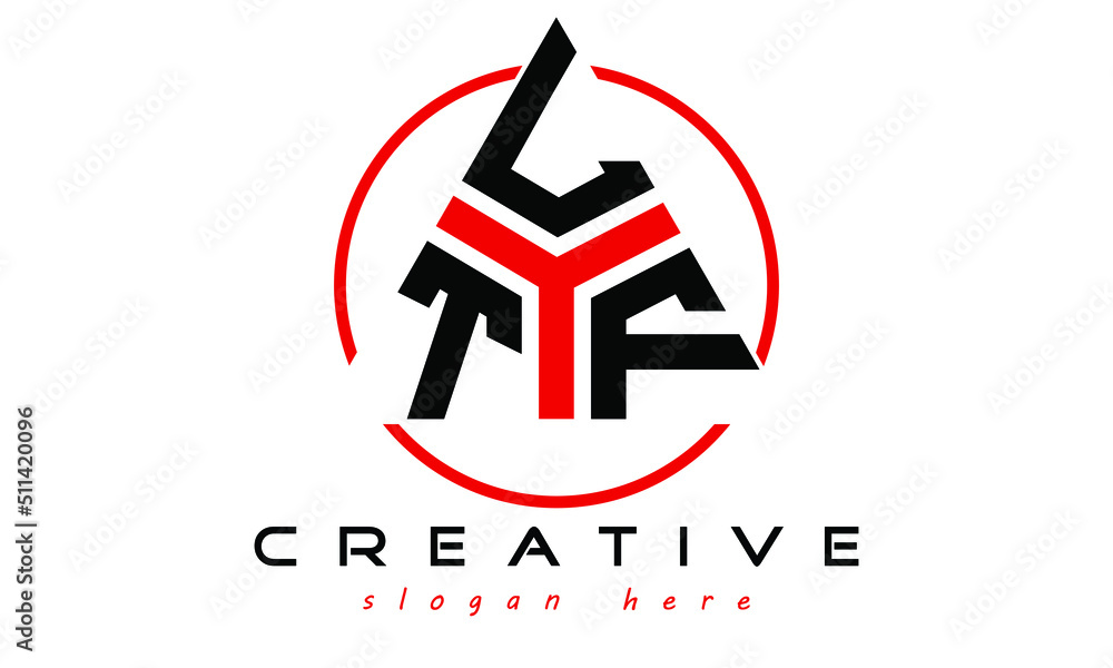 TLF three letter creative triangle shape in circle logo design vector ...