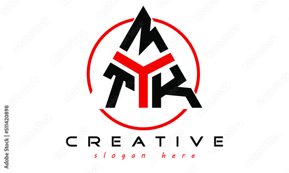 TMK three letter creative triangle shape in circle logo design vector ...