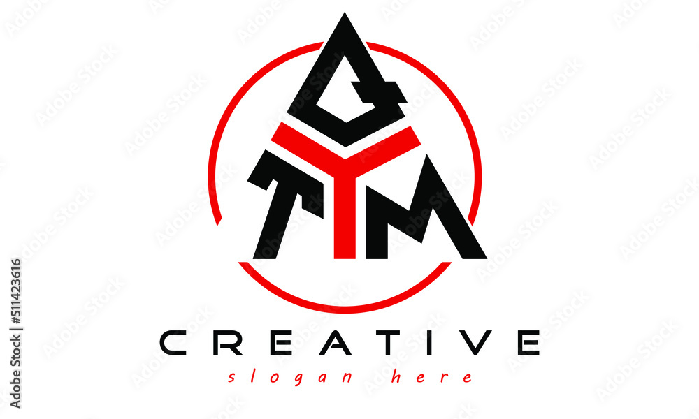 TQM three letter creative triangle shape in circle logo design vector ...
