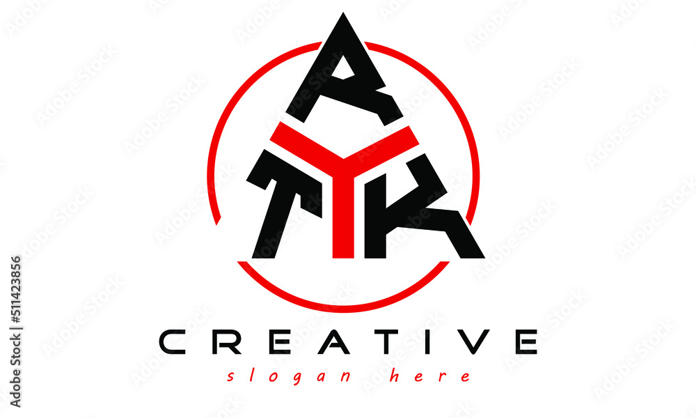 TRK three letter creative triangle shape in circle logo design vector ...