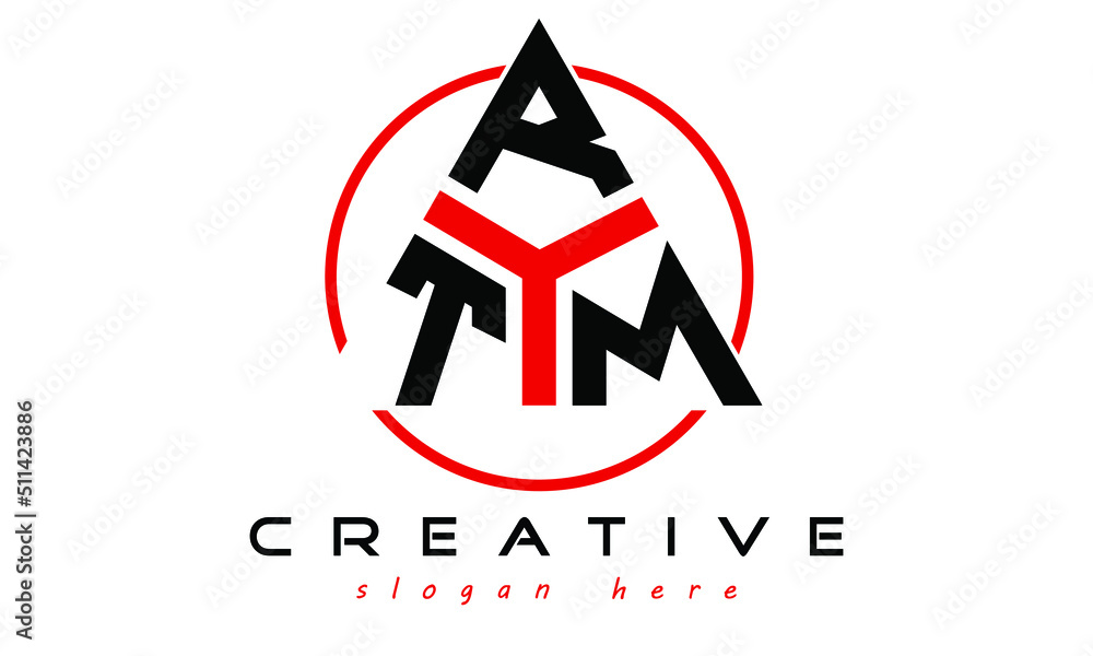 TRM three letter creative triangle shape in circle logo design vector ...