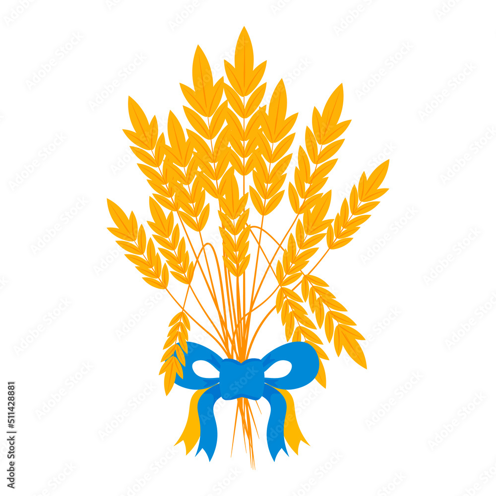 Wheat with ukranian flag National symbols of Ukraine. Stock Vector ...