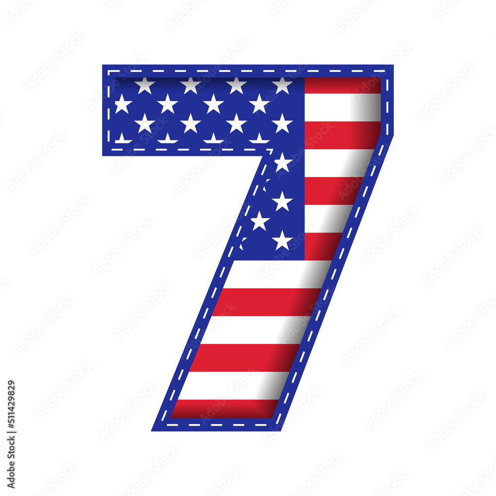 7 Numeric Number Character Letter USA Independence Memorial Day United ...
