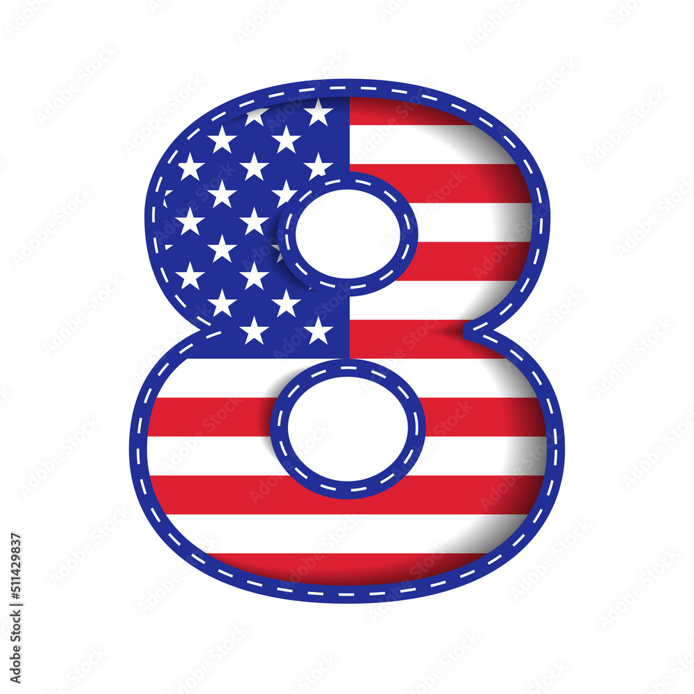8 Numeric Number Character Letter USA Independence Memorial Day United ...