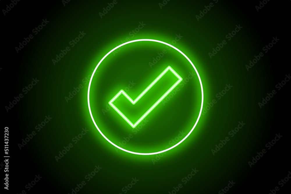 Green neon glowing check mark button icon symbol sign Stock ... Green neon glowing check mark button icon symbol sign Stock ...