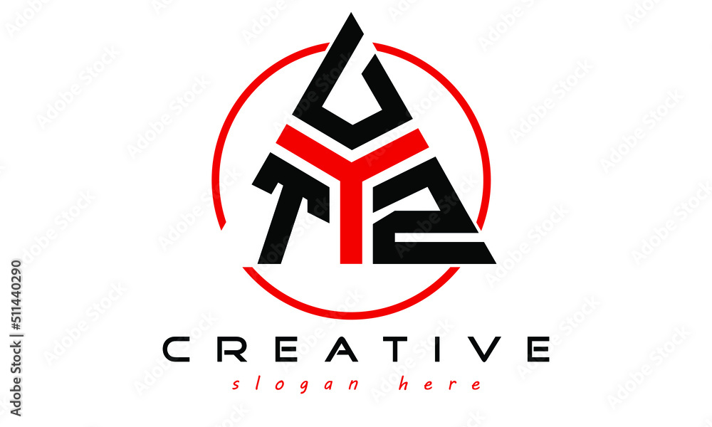 TUZ three letter creative triangle shape in circle logo design vector ...