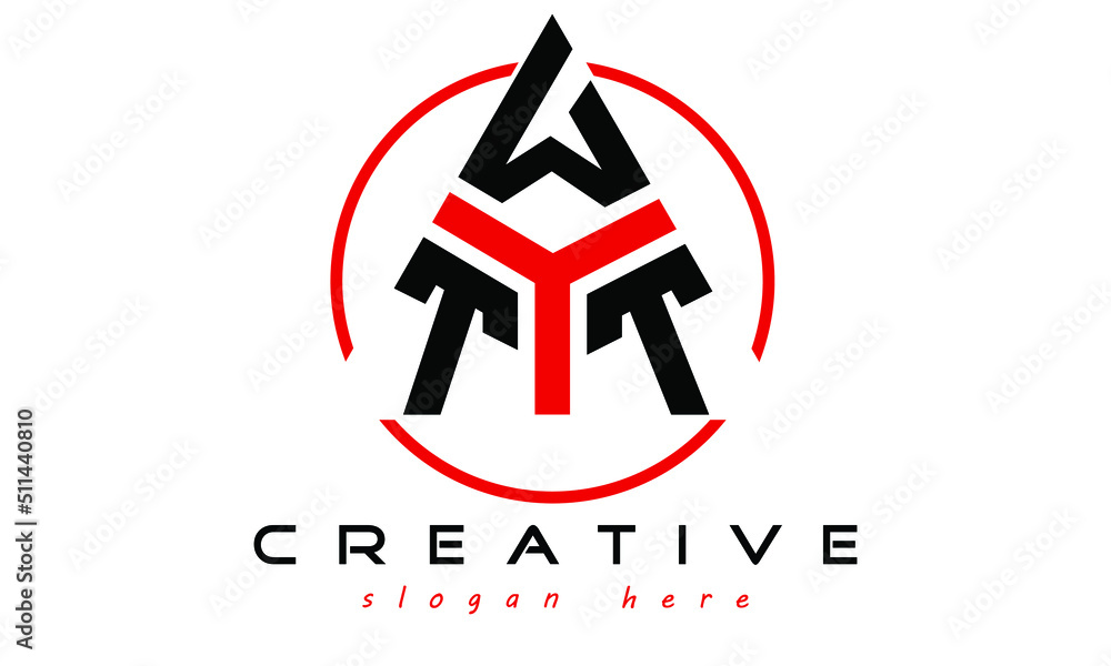 TWT three letter creative triangle shape in circle logo design vector ...