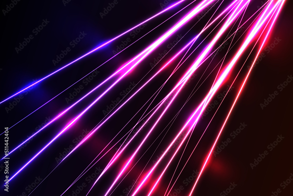 Intersecting glowing laser security beams on a dark background.Art ...