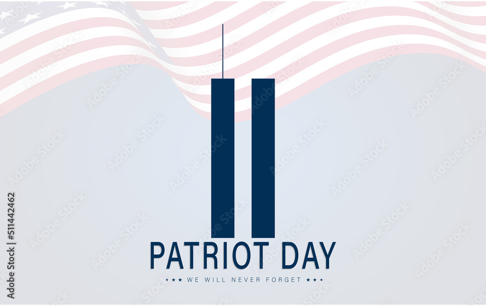 Vector Illustration of 911 Patriot Day. New York city skyline with Twin ...
