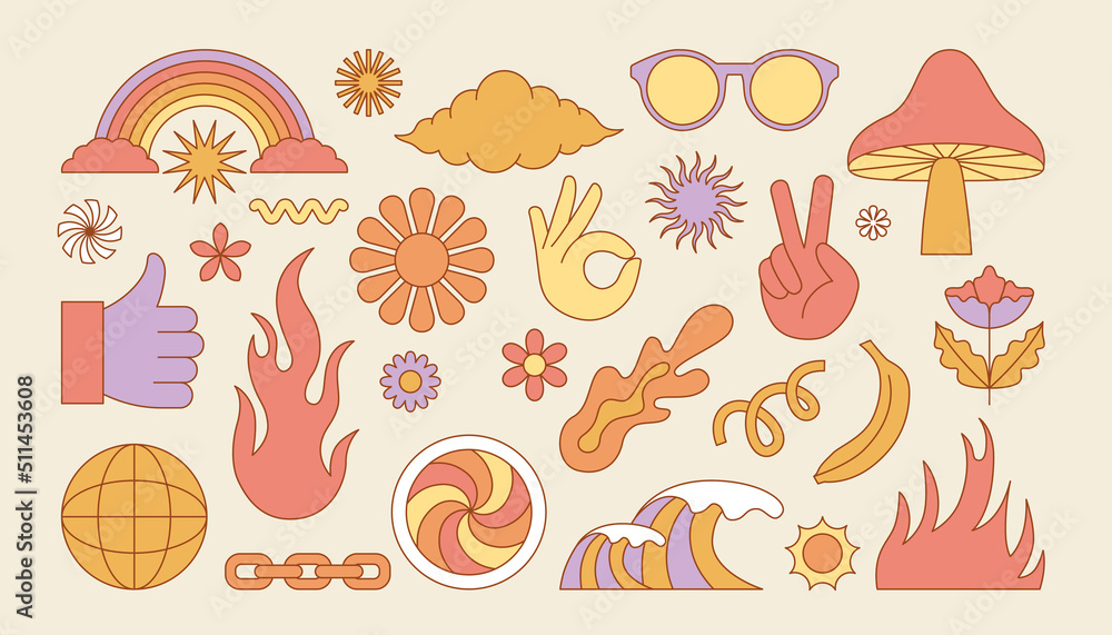 Vector set of design elements, patches and stickers - abstract ...