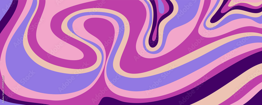 Grioovy psychedelic wave background for banner design. Retro 60s 70s ...