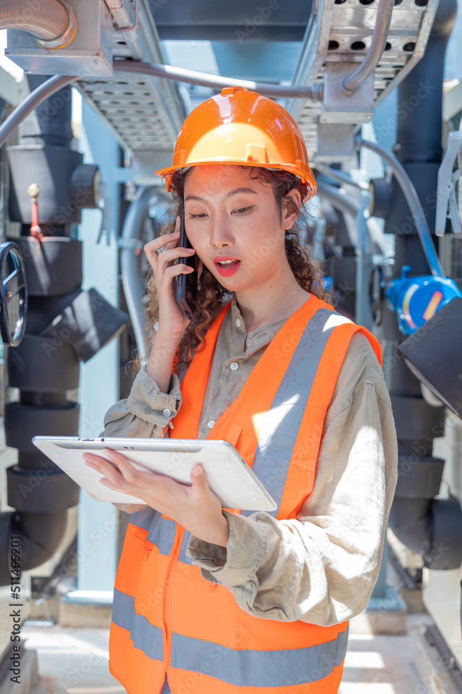 Engineer under checking the industry chilled water fan coil unit air ...