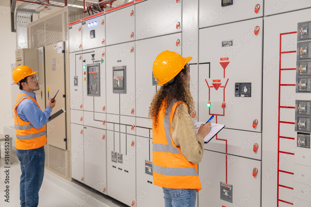 Engineer under checking the industry chilled water fan coil unit air ...