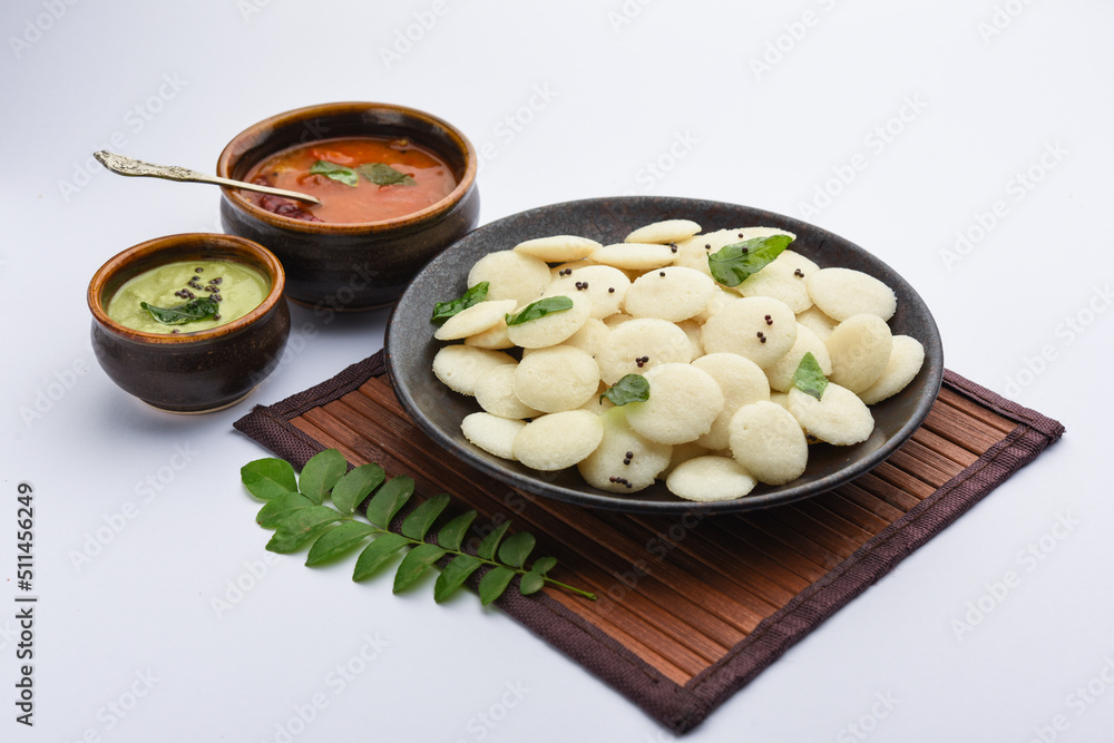 Mini idli is the smaller version of soft and spongy round shaped ...