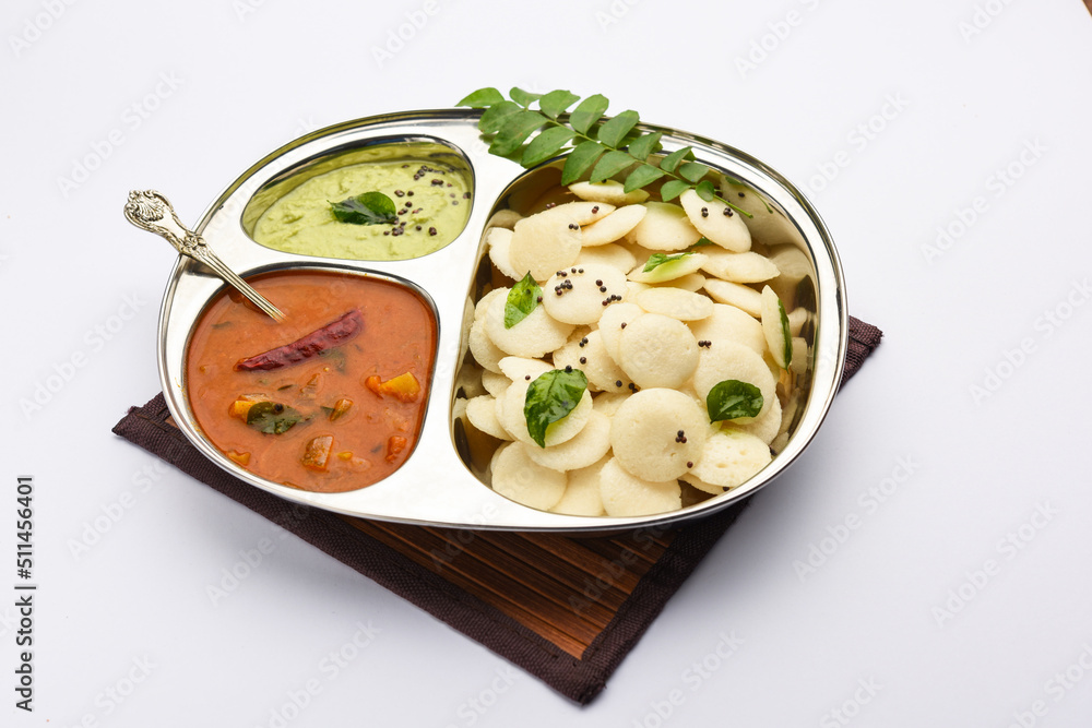 Mini idli is the smaller version of soft and spongy round shaped ...