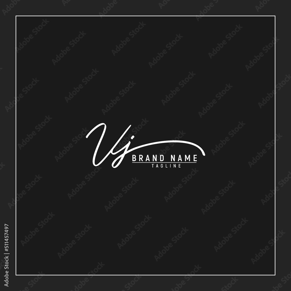 initials VJ logo design signature monogram handwriting vector graphic ...