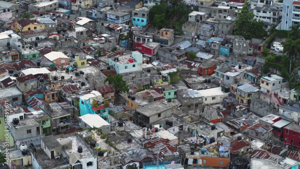 Extreme trip to the Dominican slums. Poor shacks on the outskirts of ...