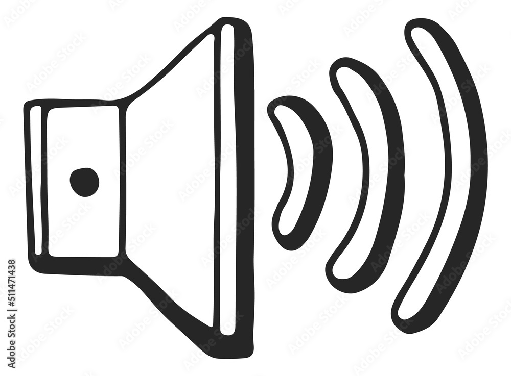 Speaker doodle icon. Sound device black symbol Stock Vector | Adobe Stock