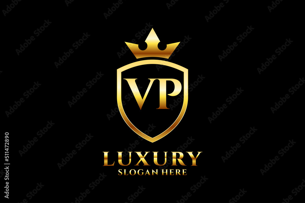 initial VP elegant luxury monogram logo or badge template with scrolls ...