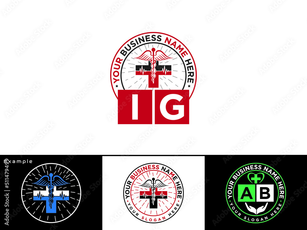 Medical IG Logo Icon, Letter Ig gi Logo Image Design For Your Simple ...