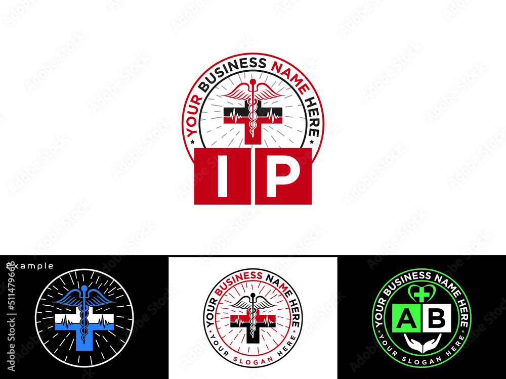 Vetor de Medical IP Logo Icon, Letter Ip pi Logo Image Design For Your ...