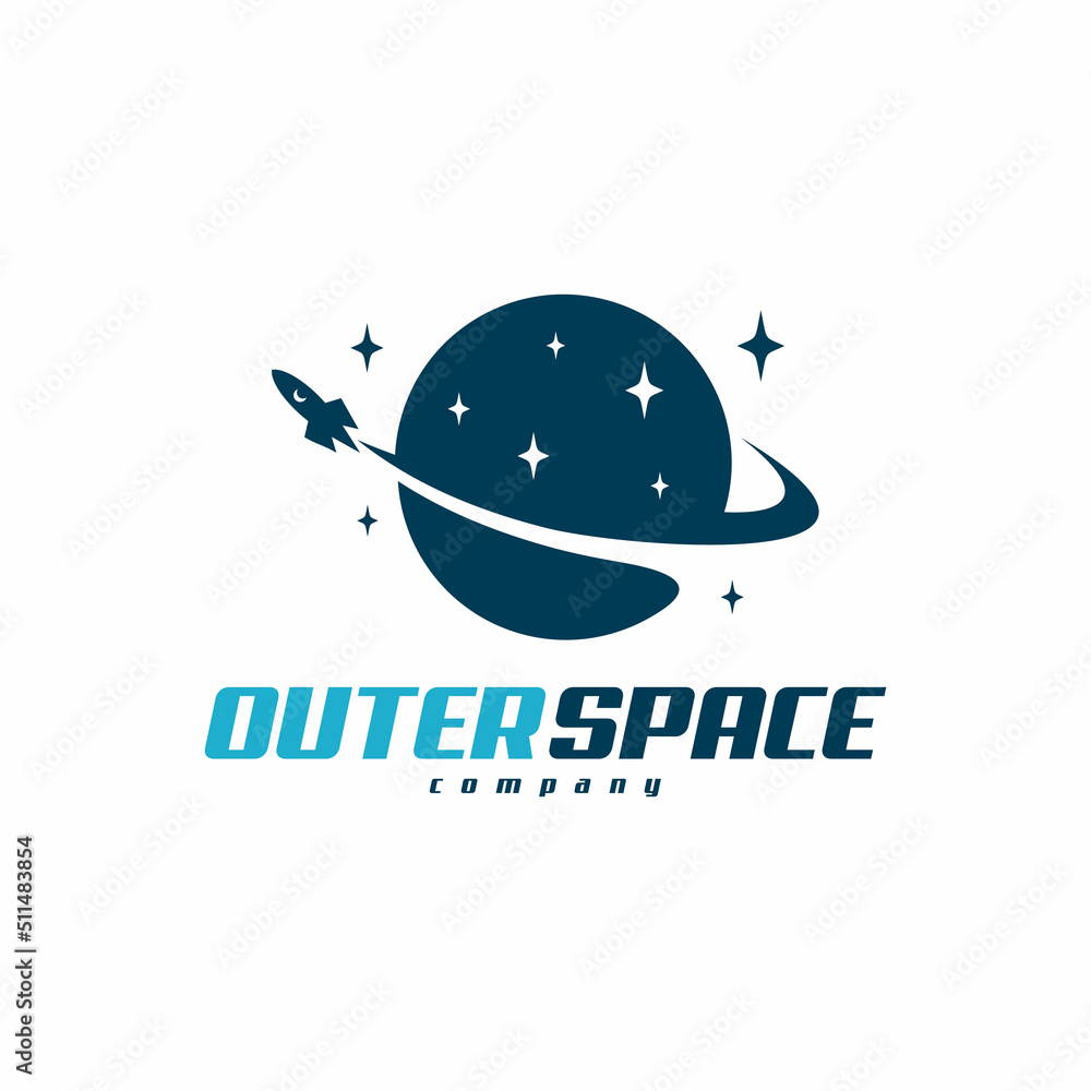 planet outer space rocket logo design Stock Vector | Adobe Stock