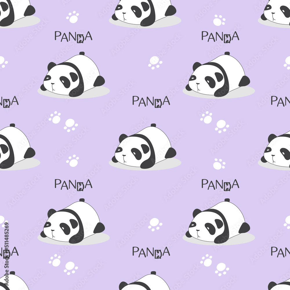 Vector. Hand-drawn pattern with pandas. Hand lettering panda. Panda's ...