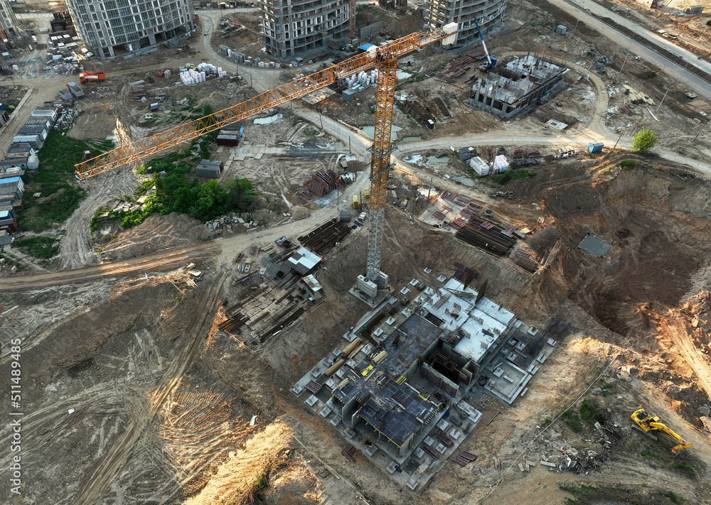 Сonstruction site with foundation for monolithic reinforced building ...