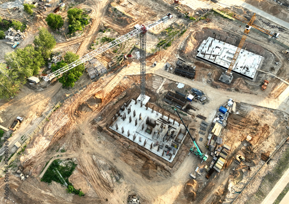 Сonstruction site with foundation for monolithic reinforced building ...