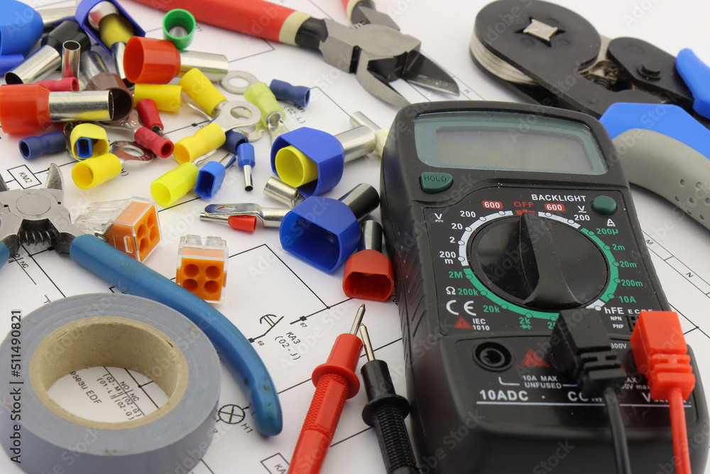 Mounting tools and materials for the installation of an electric panel ...