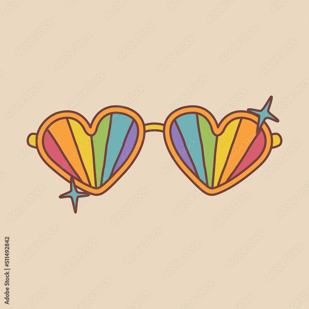 LGBT heart shaped rainbow glasses in doodle style. Isolated vector ...
